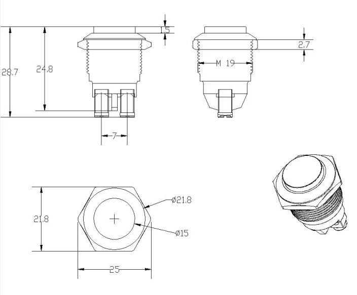 16mm19mm22mm25mm High Current 15amp 20amp Led Light Waterproof Push ...