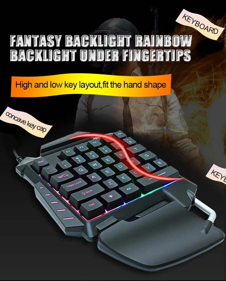 Teclado Ergonómico Con Cable Y Retroiluminación Para Videojuegos,35 ...