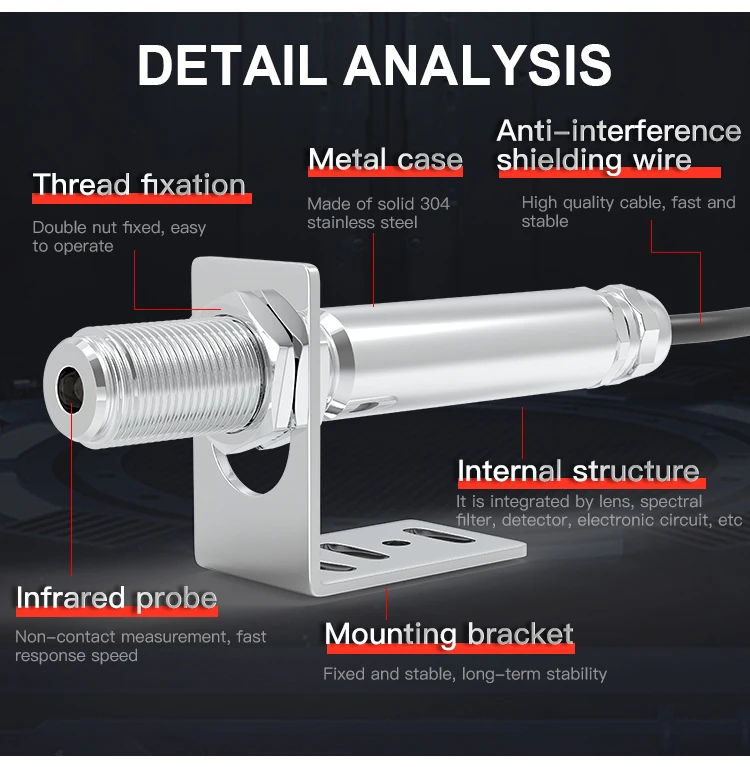 Industrial Ir Temp Sensor Meter Infrared Temperature Probe 20 1200