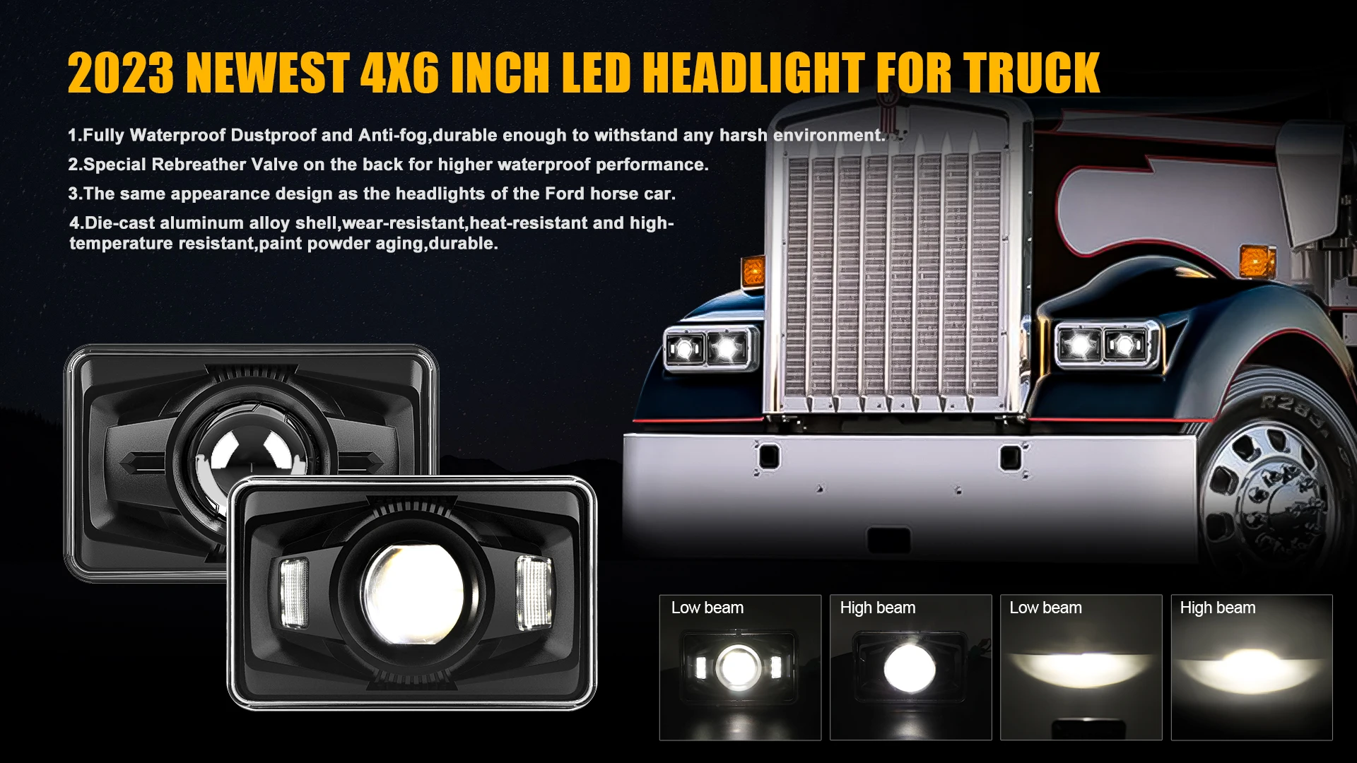 For Kenworth T800 T400 T600 Classic Truck Accessories 4x6 Inch Led ...