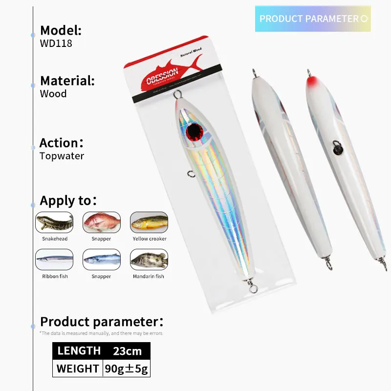 Wd118 23cm 90g Carpenter Wood Floating Popper Stickbait Fishing Lure ...