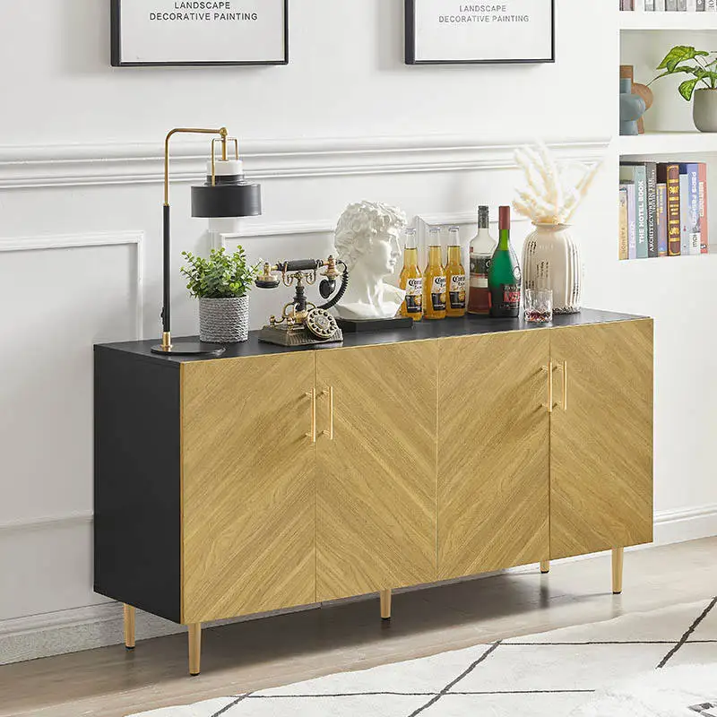 Sideboard Storage Cabinet 4 Door Kitchen Buffet Table With Adjustable ...