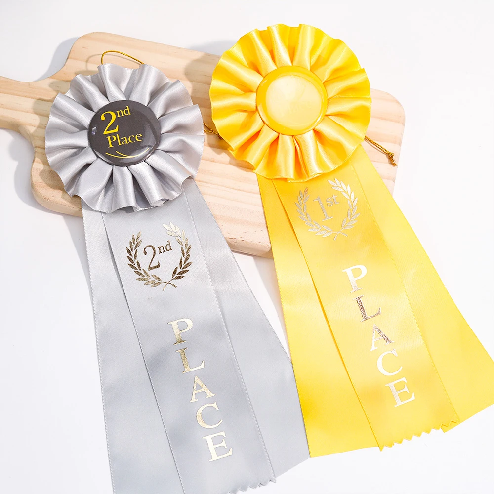 Custom Print Logo Satin Rosettes Ribbons Awards For Olympics Swimming ...