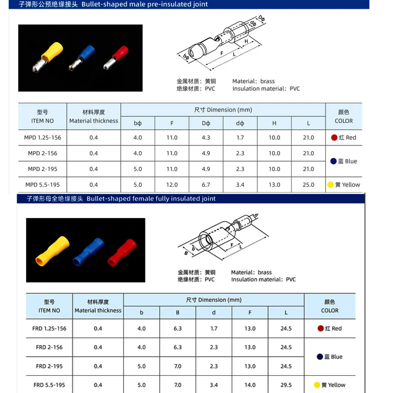 Male Female Bullet Terminal Electric Wire Connector - Buy Bullet ...