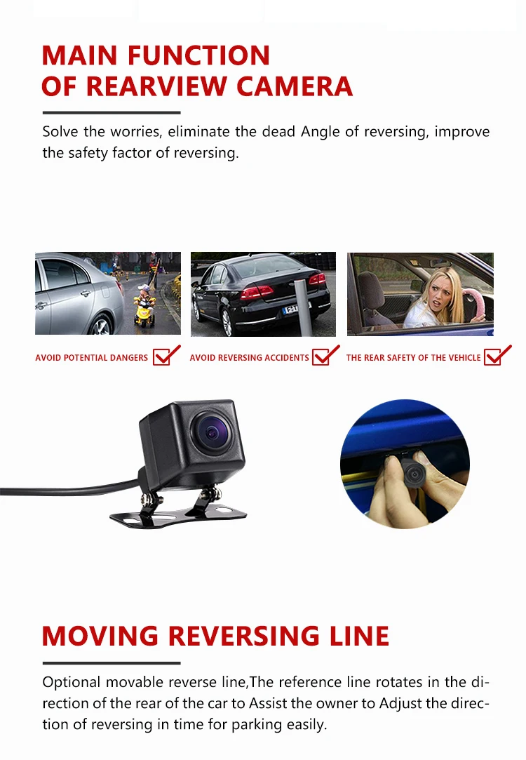 Car Rearview Camera Back 8 Led Round Backup Front Camara De Reversa Ahd ...