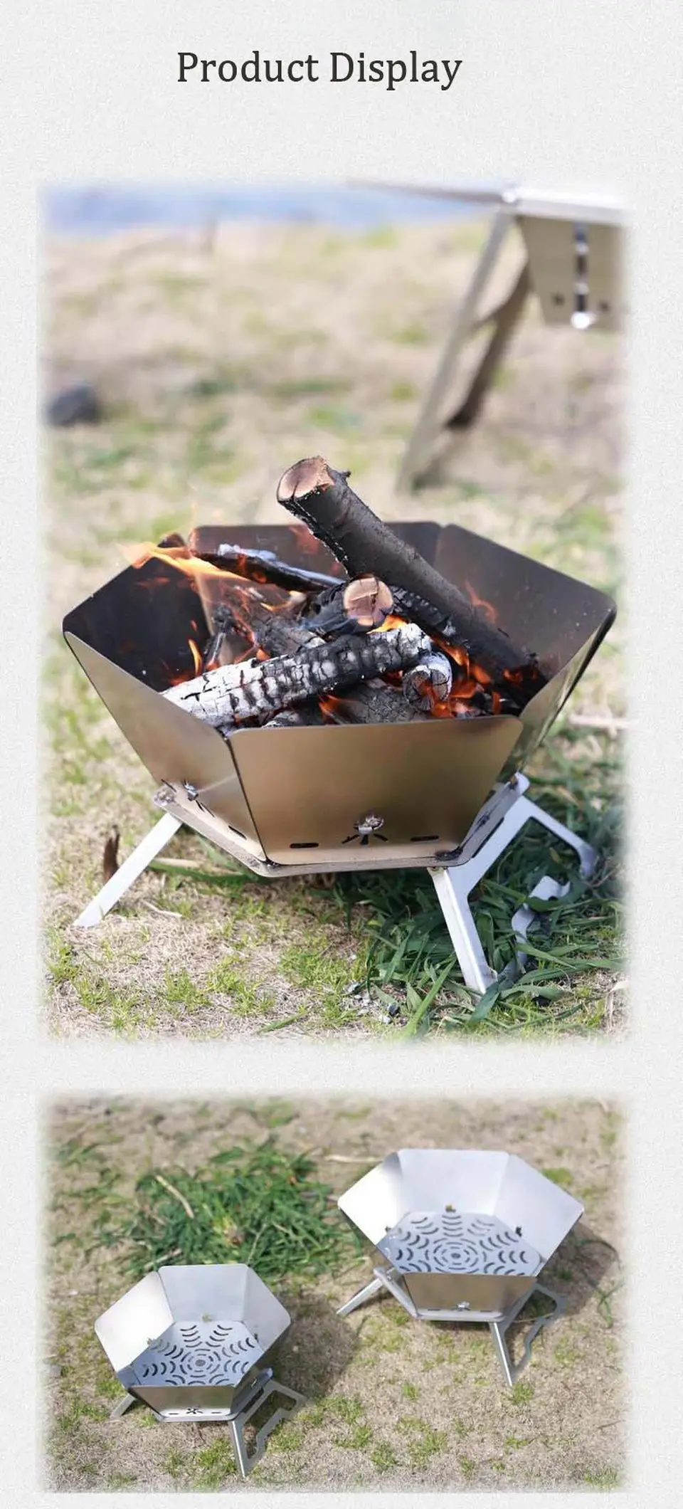 Portable Bonfire Campfire Pit Camping Wood Stove Charcoal Bonfire Stove ...