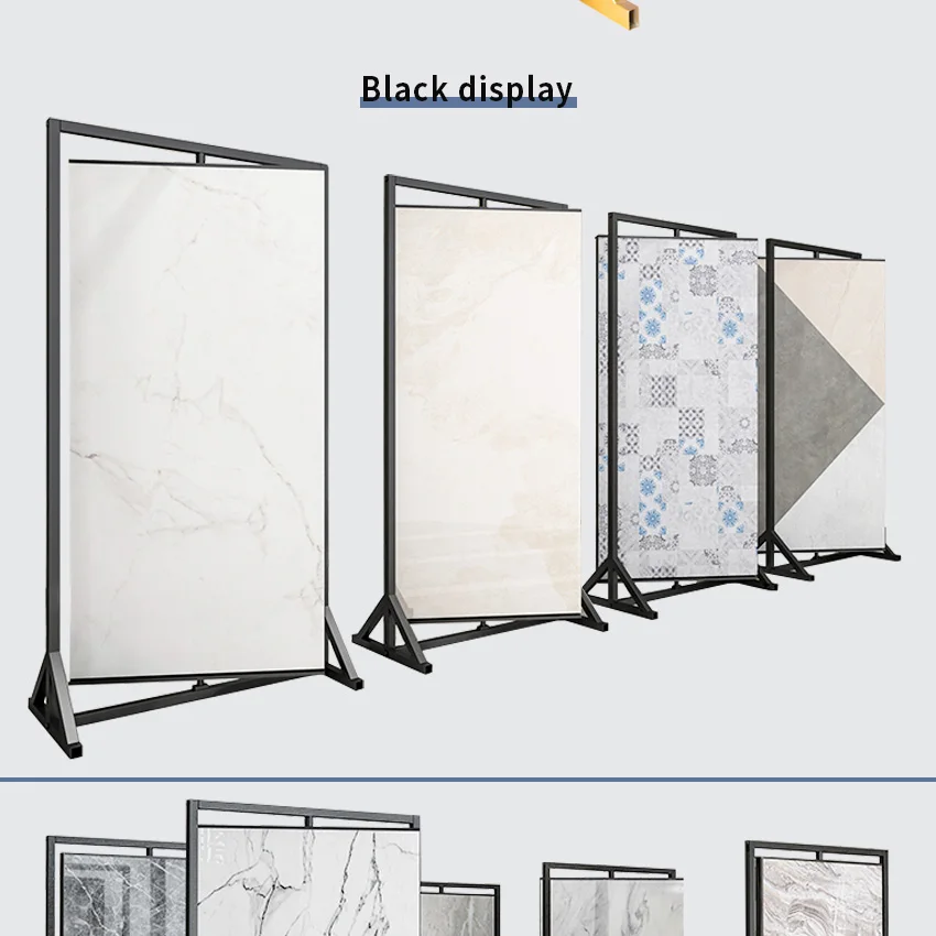 Factory Marble Custom Rotate Metal Stone Sample Stand Showroom Panel ...