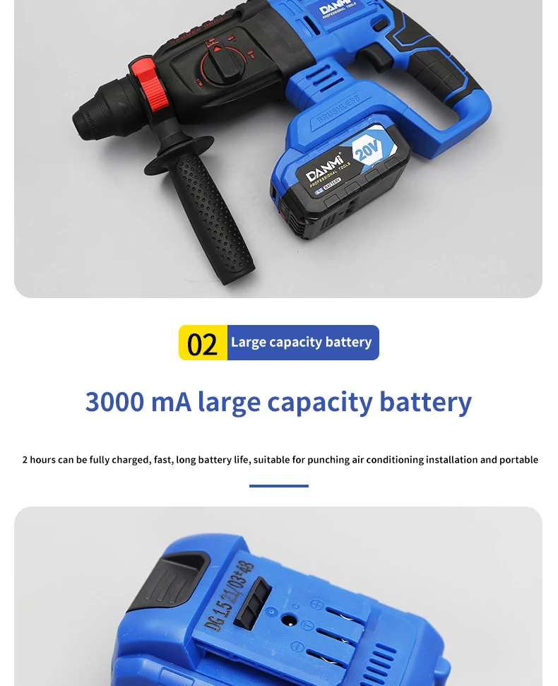 Brushless Impact Lithium-ion Rotary Hammer Rechargeable Power Hammer ...