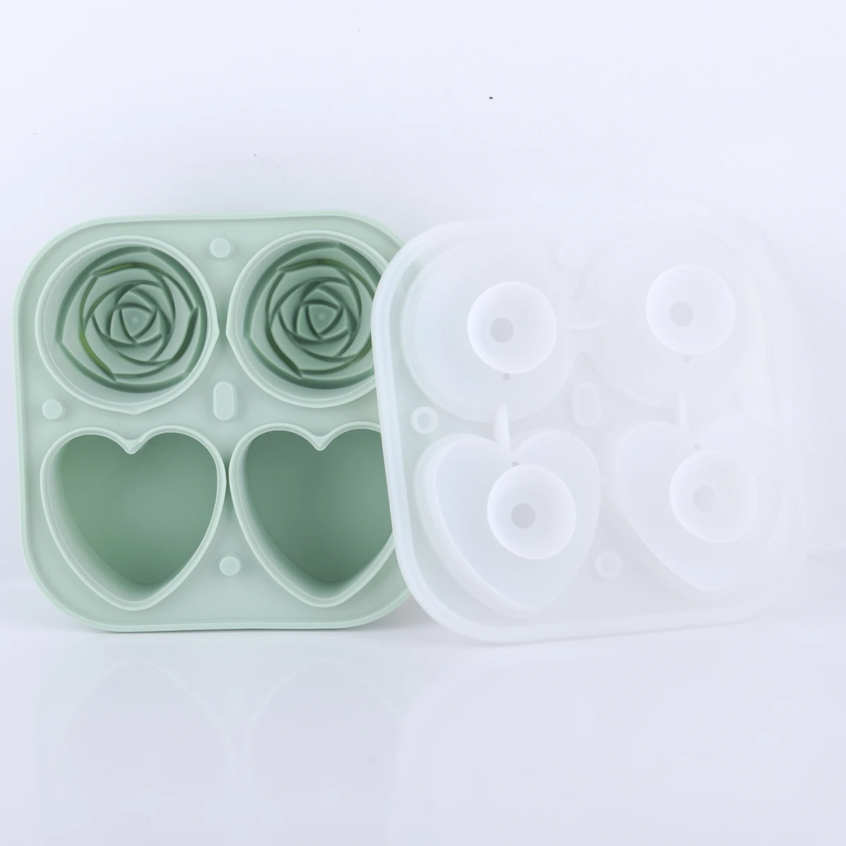 New Design Rose Heart Shape Silicone Ice Cube Mold Whiskey Ice Tray ...