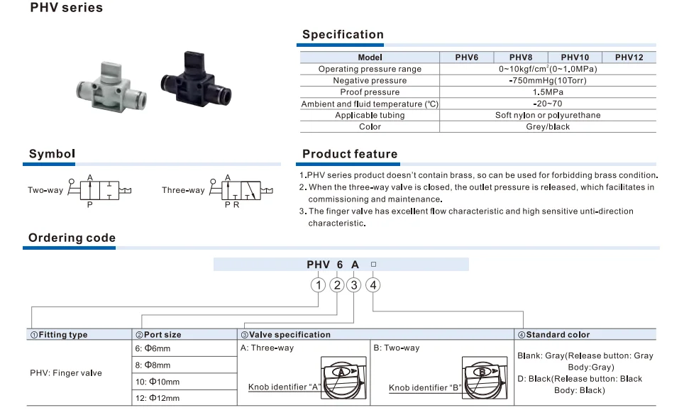 Phv Finger Valve Pneumatic Quick Fittings Phv8a Phv8b - Buy Phv8,Finger ...
