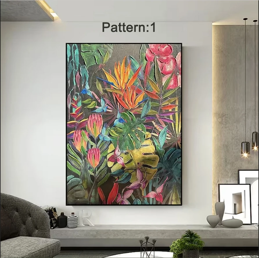 Modern Leaf Art Living Room Home Decor Abstract Custom Colorful Large ...