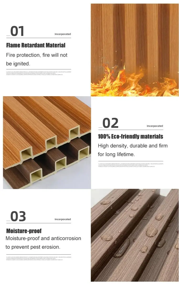 Factory Supplied Pvc Coating Cladding Wooden Wpc Wall Panels Bamboo ...