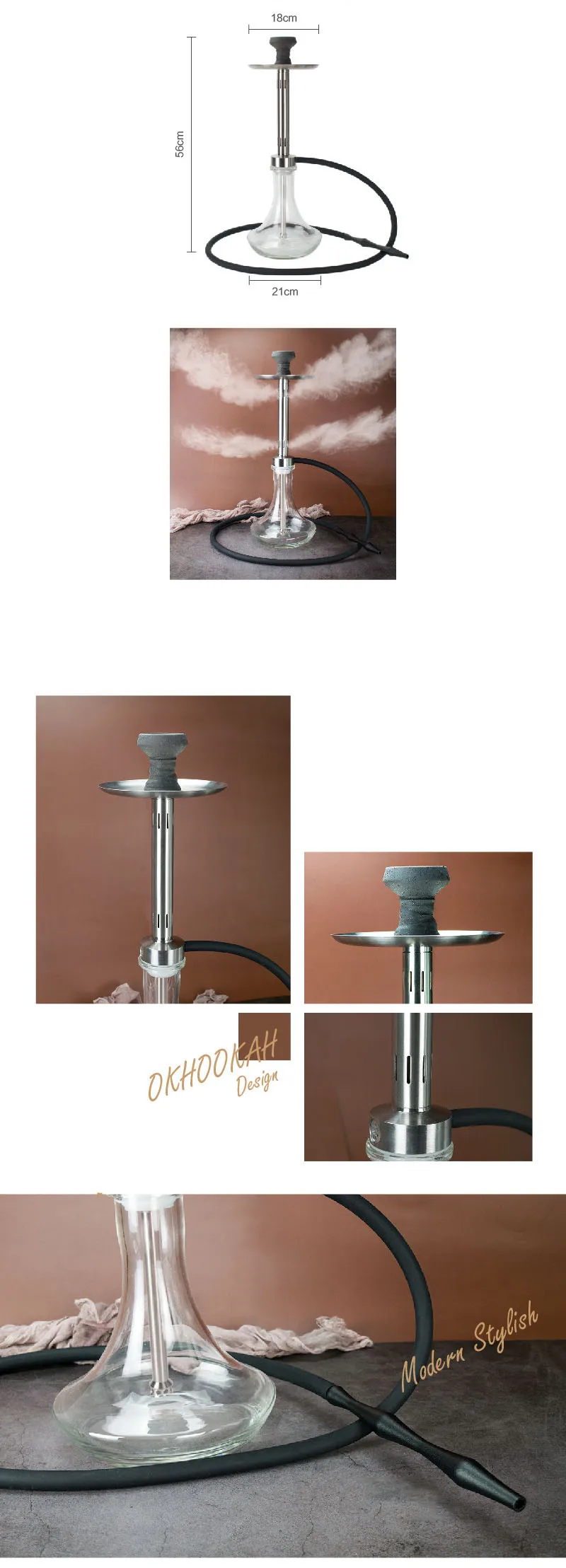 Russia Hot Selling Stainless Steel Hookah Set Gift Box Soft Porous ...