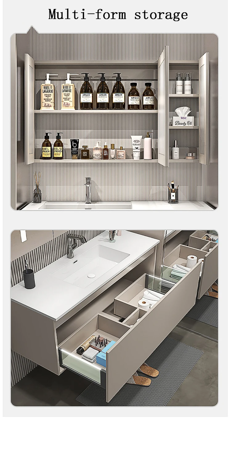 Modern Luxury Bathroom Vanity With Sink Grey Design Soild Wood Cabinet ...