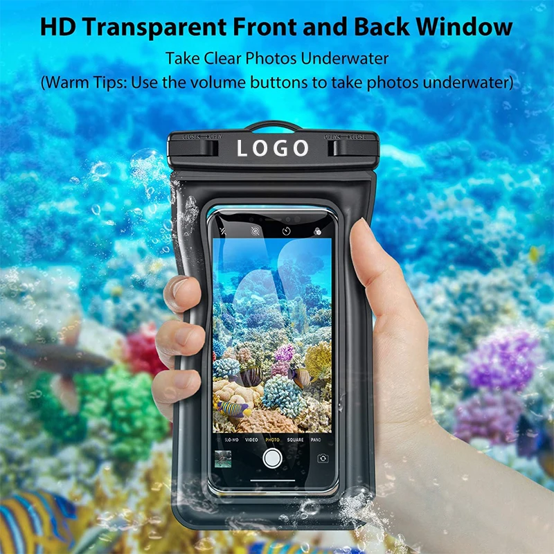 Customized Logo IPX8 Swim PVC Waterproof Cell Phone Bag