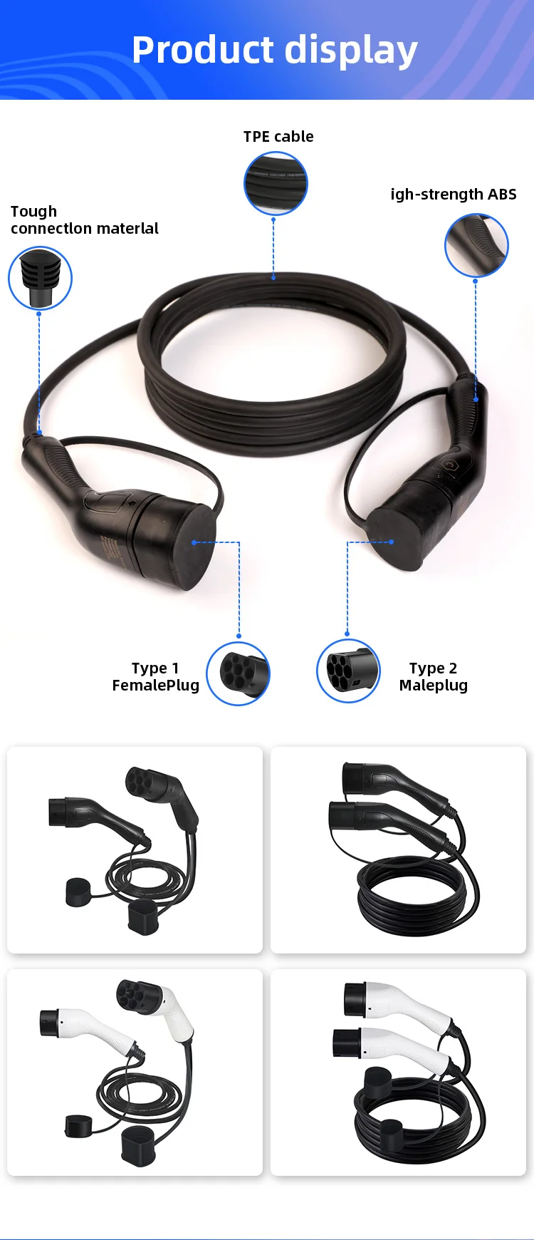 32a 3 Phase Electric Vehicle Charging Type 2 To Type 2 Cable Ev Charger ...