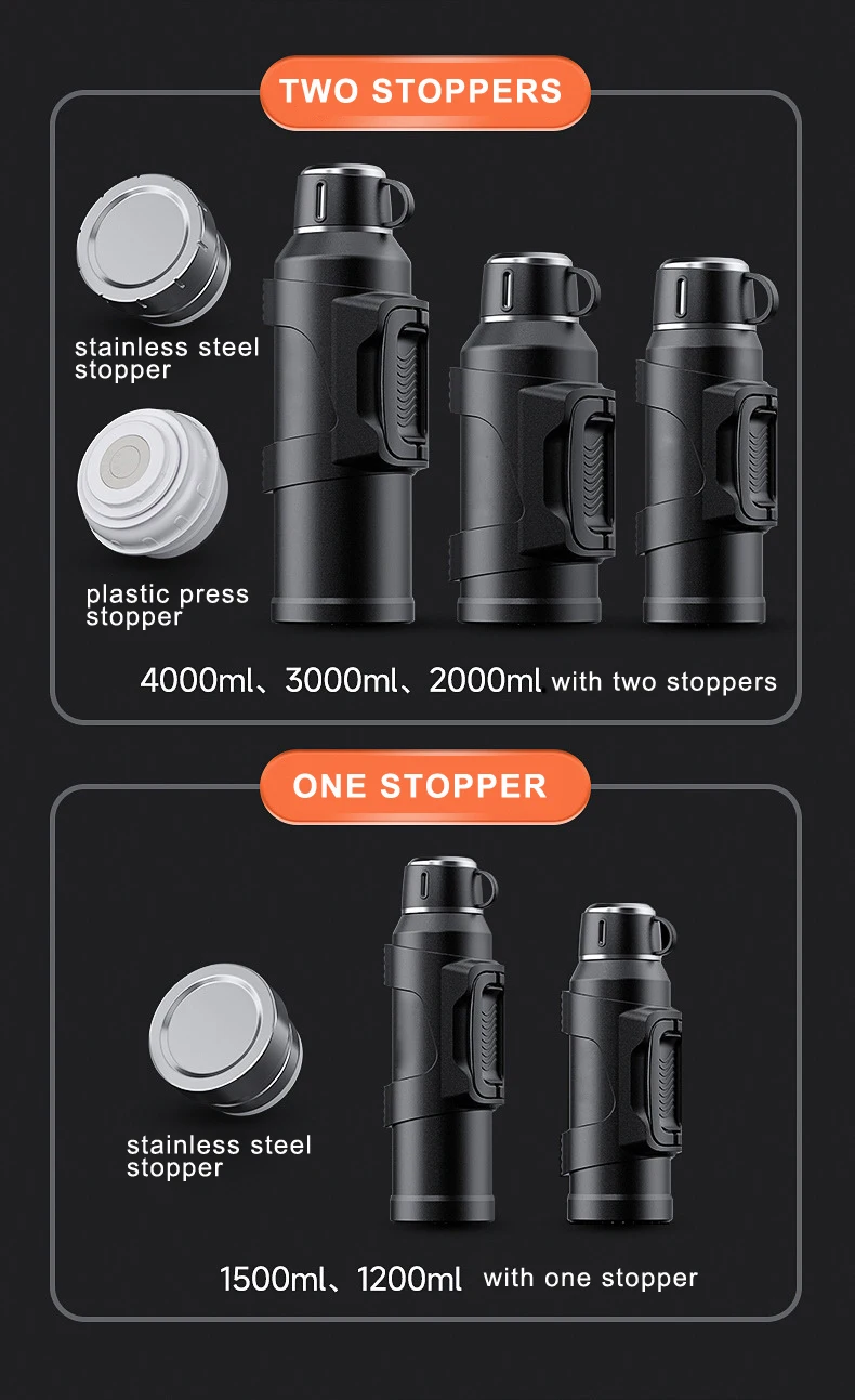 2000ml 3000ml 4000ml Large Outdoor Vacuum Flask Double Wall Thermal 316 Stainless Steel Water ...