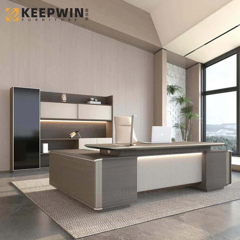 White Modern Office Furniture Project Wooden Luxury Boss CEO Director ...