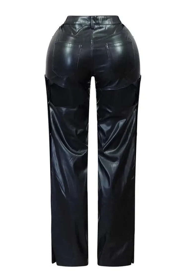 Women Faux Leather Straight High Waist PU Pants INS Elegant 2025 Winter ...