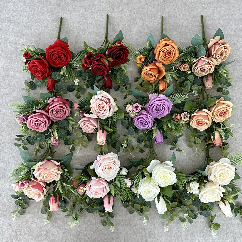 9 Head Dutch Bundle Rose Flower Wedding Dekoration Artifical Flowers ...