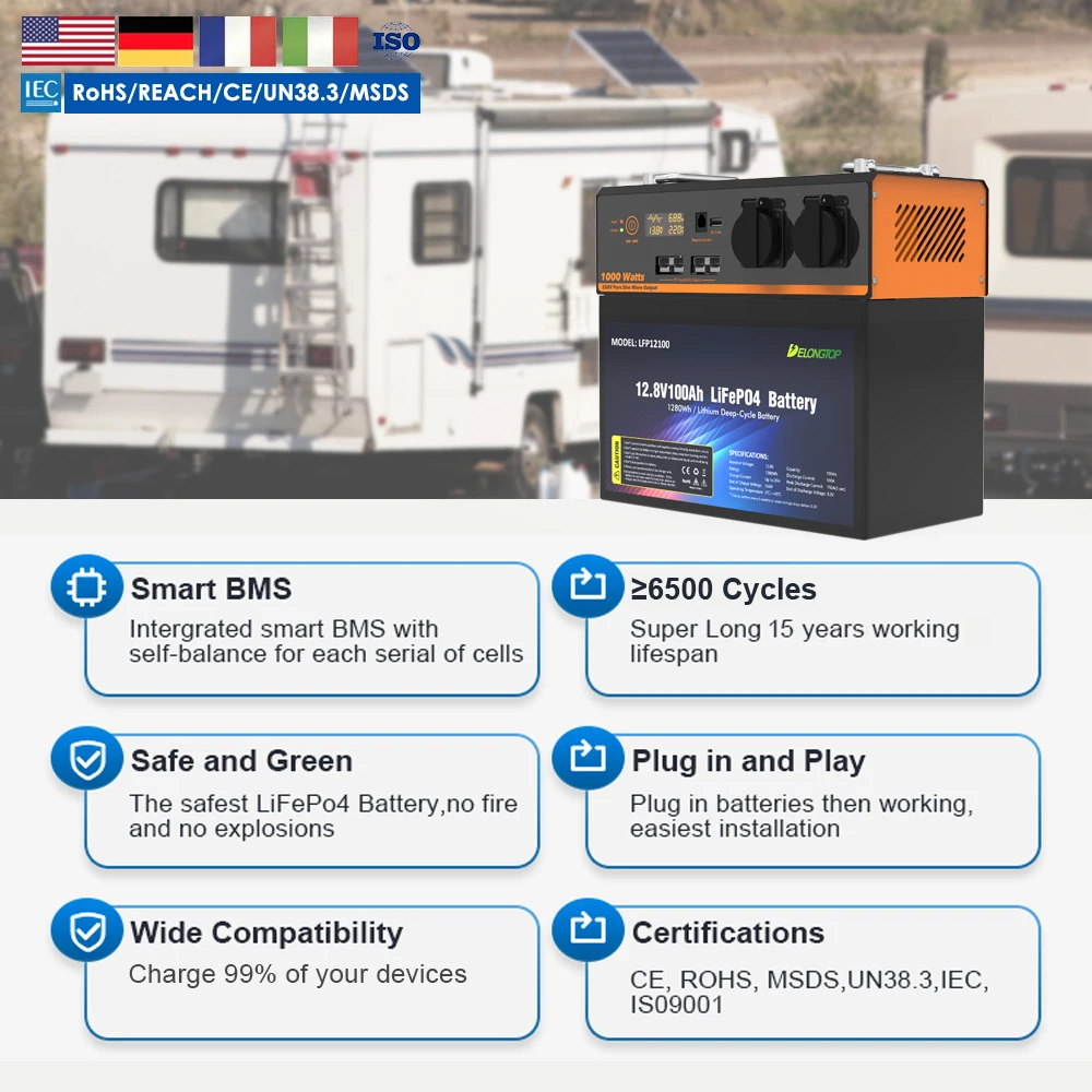 BYD 12V Lifepo4 Batteries with 1000W Inverter - Smart BMS