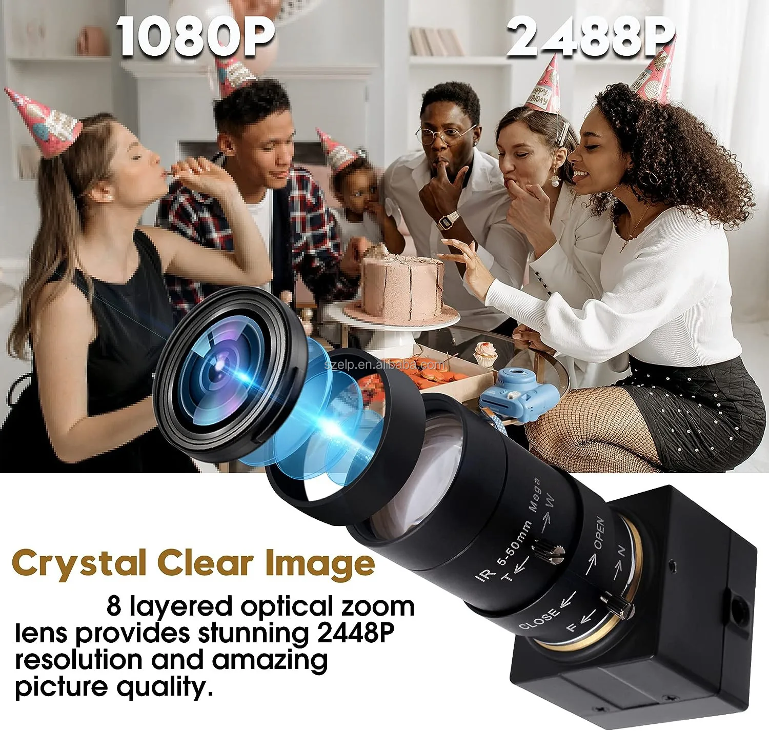 ELP 8MP USB Camera with Varifocal Lens for CCTV Security