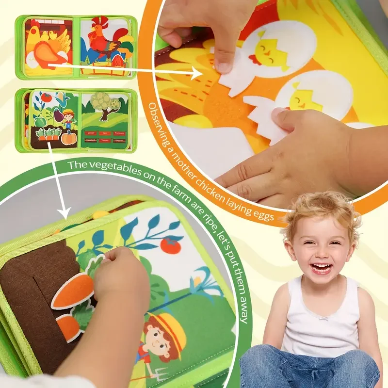 Montessori Fabric Quiet Book Sensory Book Toddler Busy Book with Touch ...