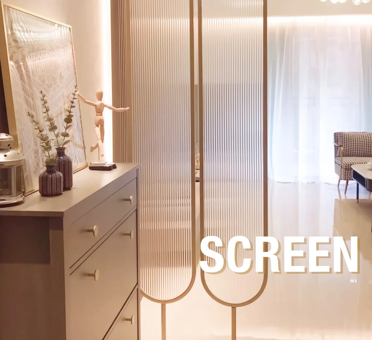 Elegant Slimline Silver Chrome Laser Cut Framed Screen Metal Room ...