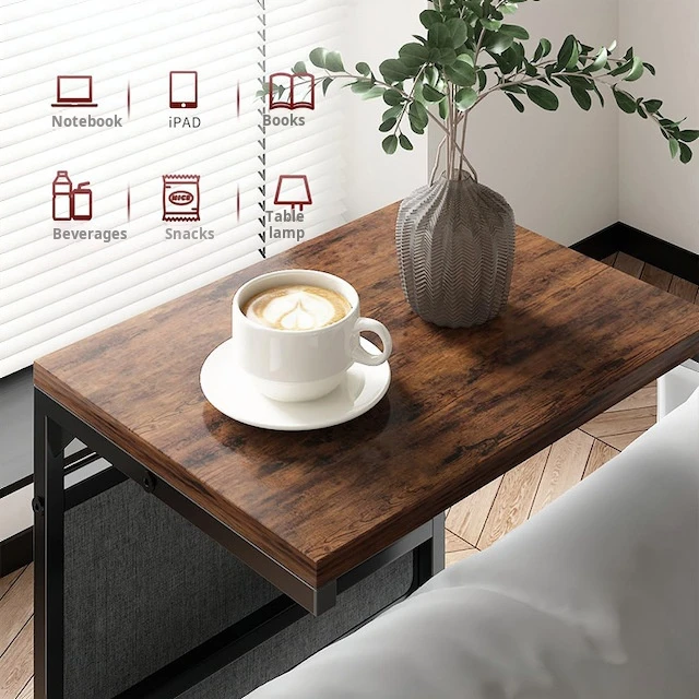 2-tier Side Table With Storage Bag For Couch Sofa Slide Under Bedside ...
