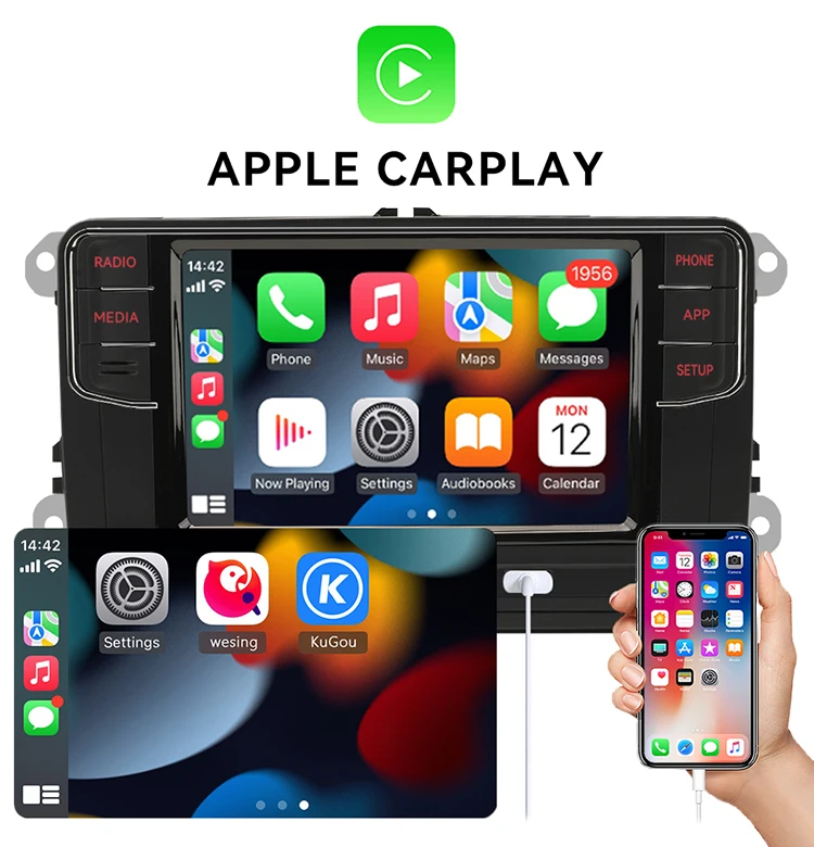 6.5 Inch Apple Carplay Mirrorlink Mib Vehicle Radio For Volkswagen Pq ...