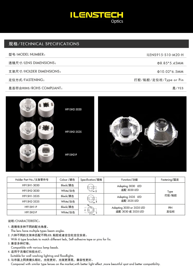 20 Degree LED Lens - High Efficiency for Indoor & Outdoor