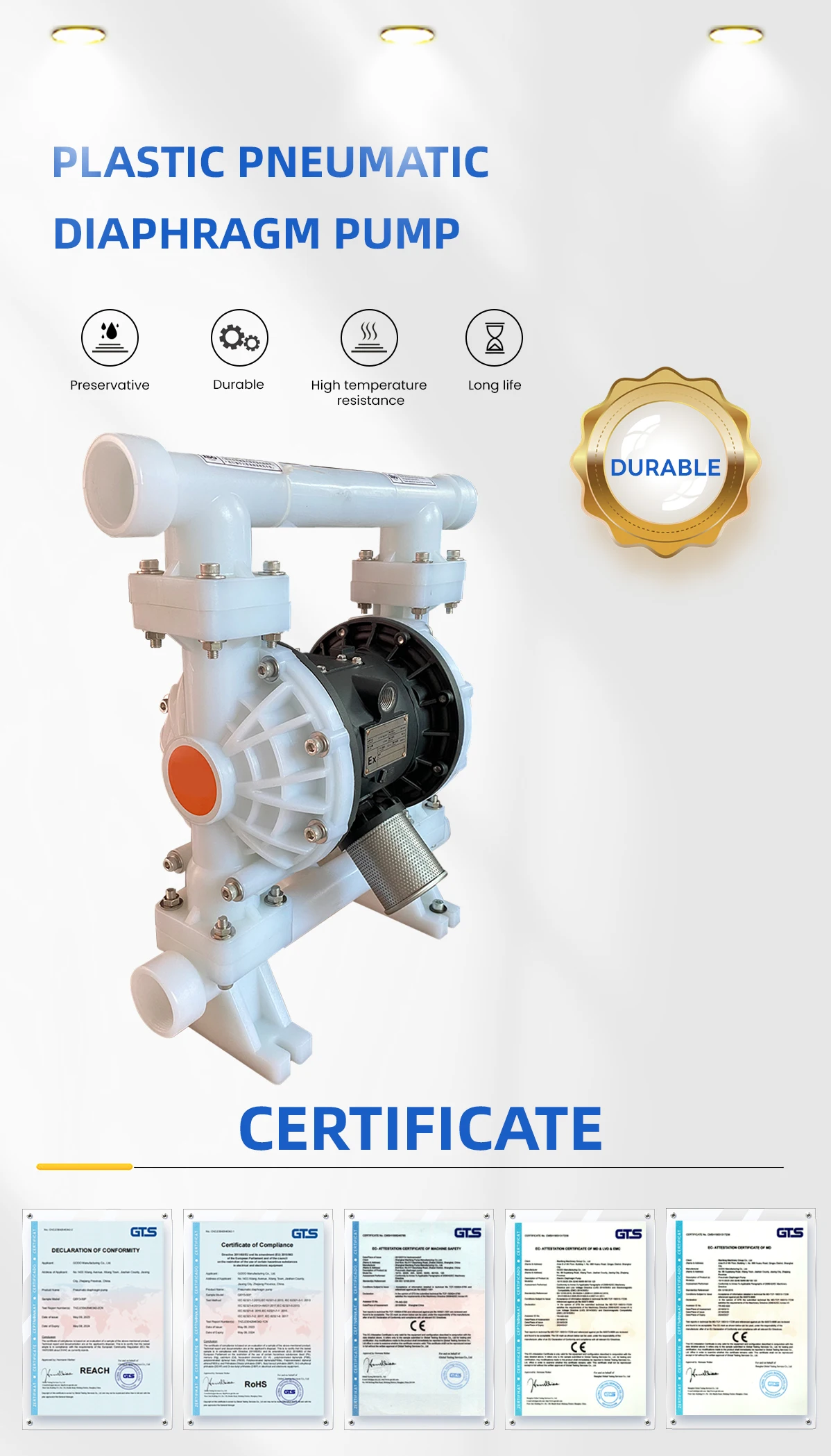 Qby3-65 Pneumatic Diaphragm Pump Acid Alkali Corrosion Resistant Engineering Plastic Chemical ...