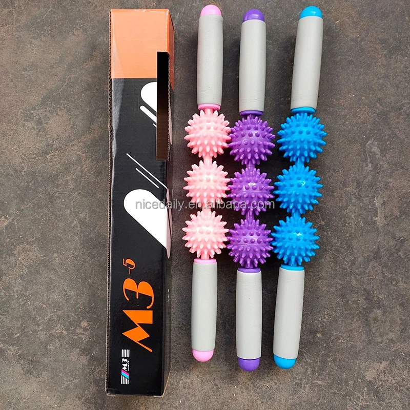 5 Balls Pink Back And Neck Massager,massage Stick Hedgehog Ball, Relax ...