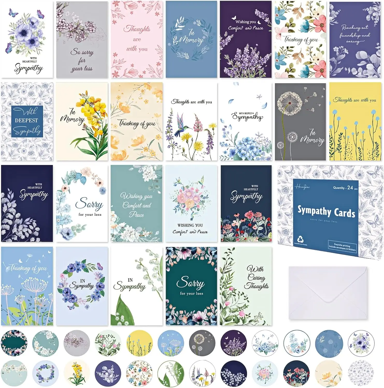 Sympathy Cards with Message Inside Condolence Cards with Envelopes and ...