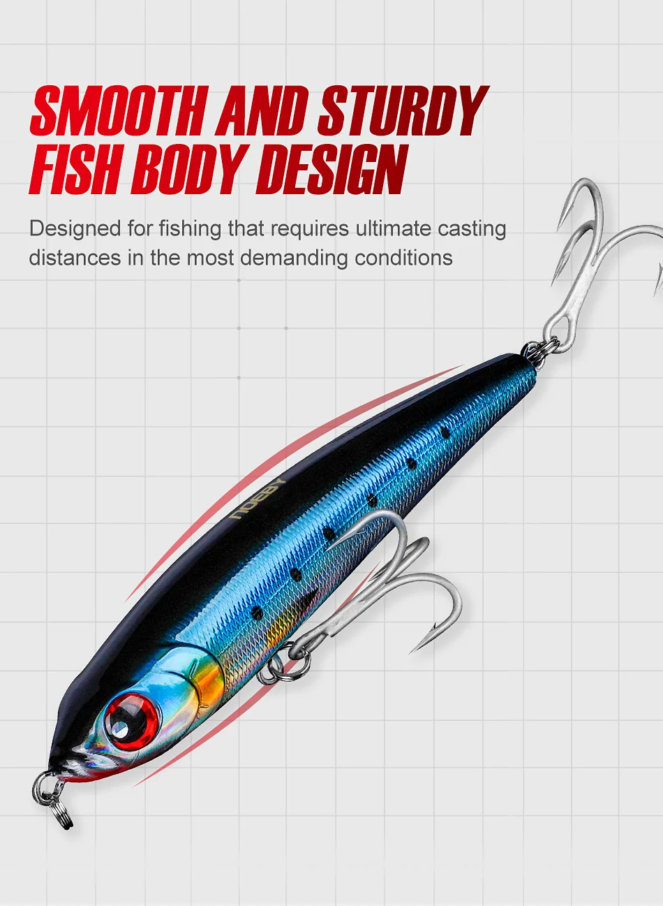 Noeby Sinking Pencil Fishing Lures (70g/98g/145g) - Hard Stickbait for ...
