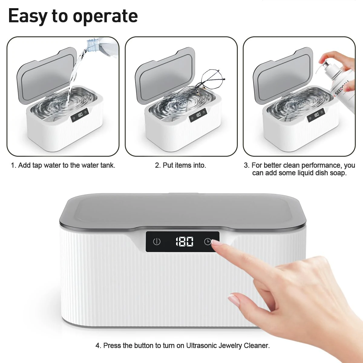 Household Ultrasonic Jewelry Cleaner Machine Portable Mini Ultrasonic ...