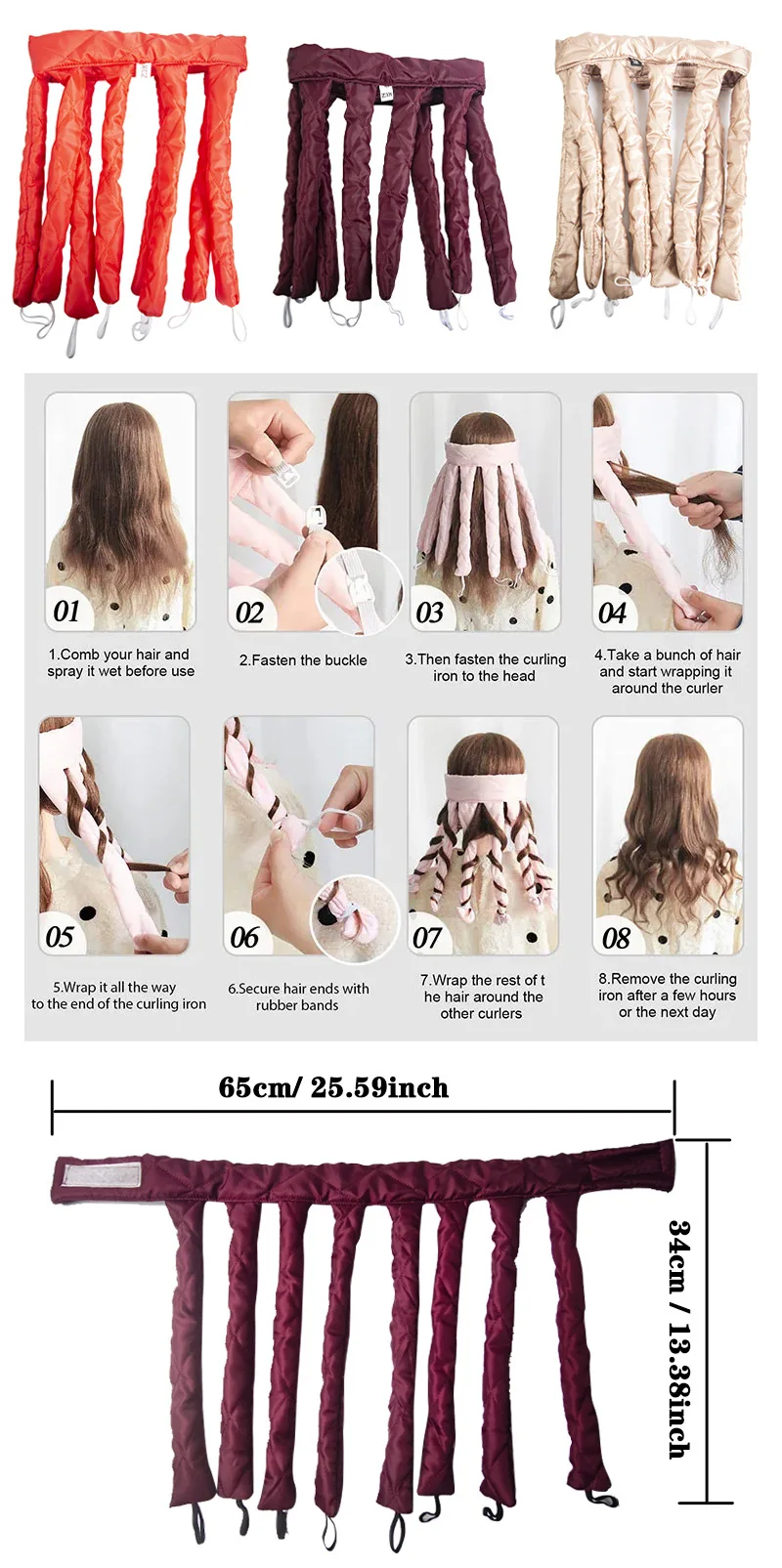 New Heatless Hair Curlers Headband Octopus No Heat Curling Rod Headband ...