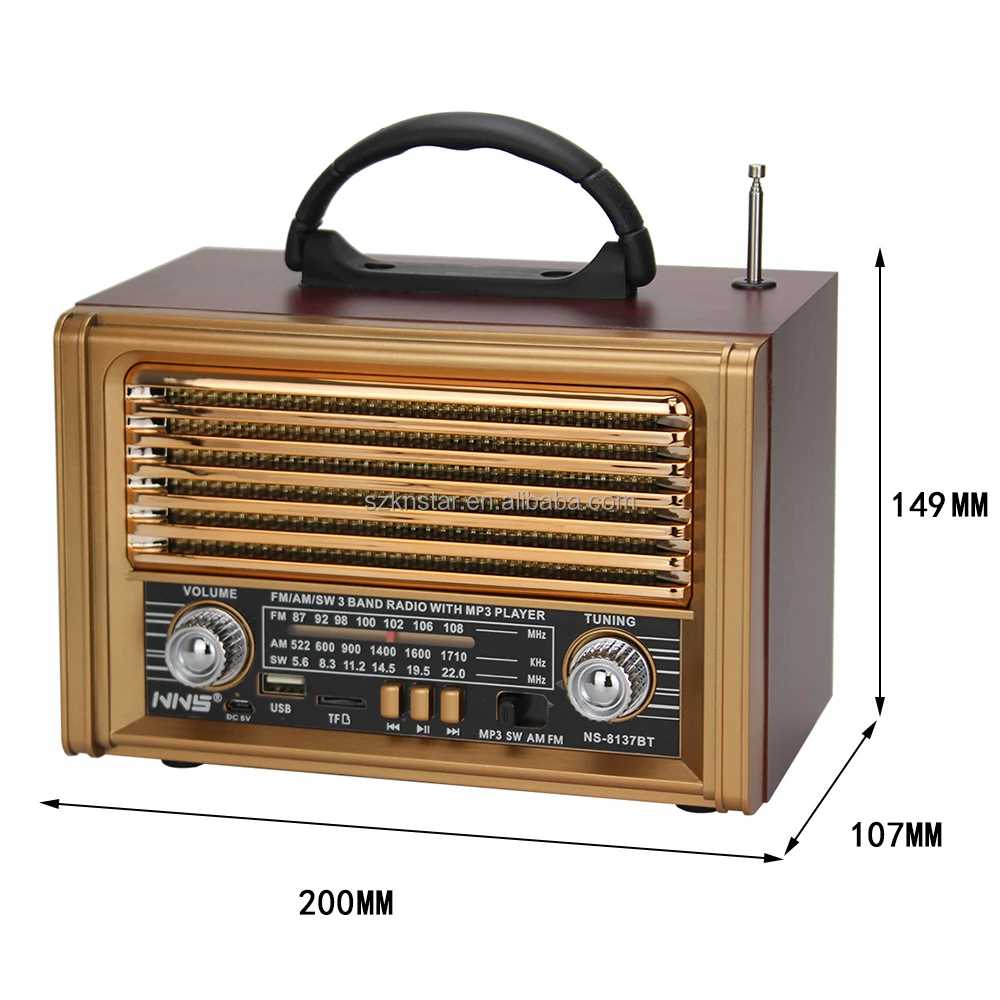 Ns-8137bt Retro Style Portable Desktop Radio Am Fm Sw 3 Band Wireless ...