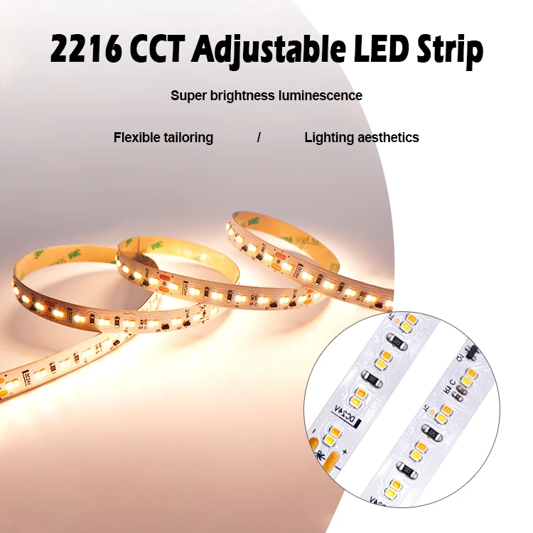 New Tunable 2216 Led Strip Color Adjustable 24v Dc 224 Leds/m Ip20 Led ...
