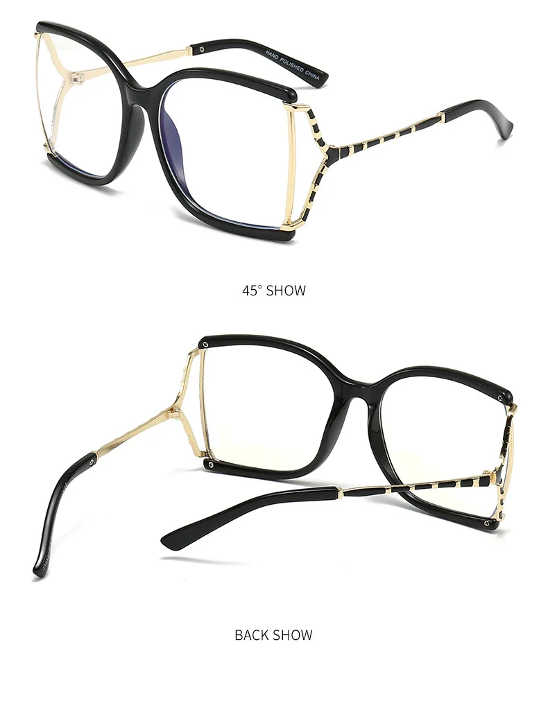 Fashion Square Frame Vintage Eyeglasses Men Oversized Metal Eyewear ...