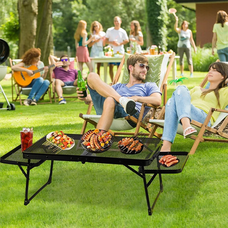 HISPEED Portable Folding Picnic Table Iron Mesh Mini 60*40cm Small Wine ...