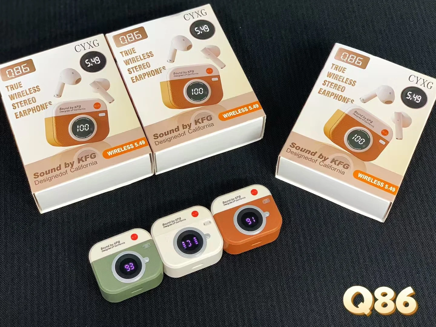 Q86 Retro Camera Leather Grain Design Wireless Earbuds