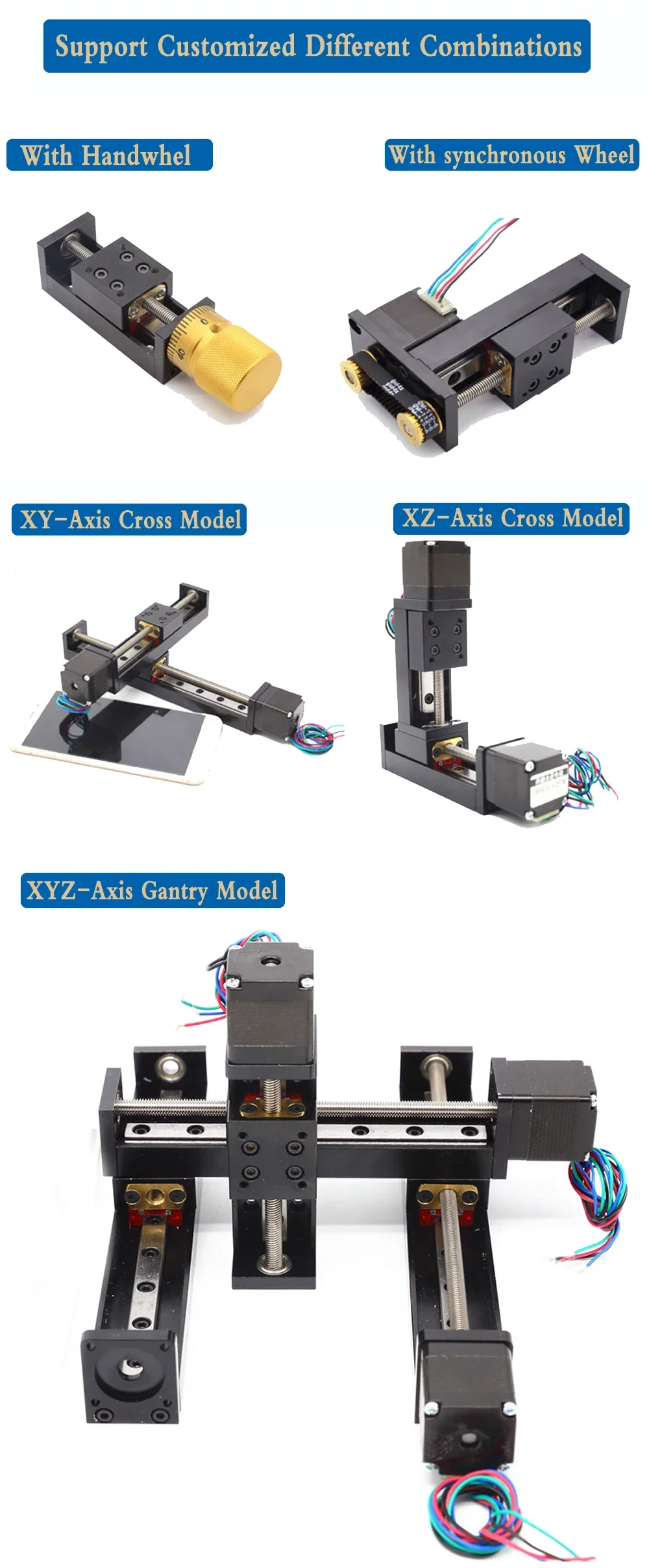 T-type Sliding Table Rail Linear Stage with Stepper Motor