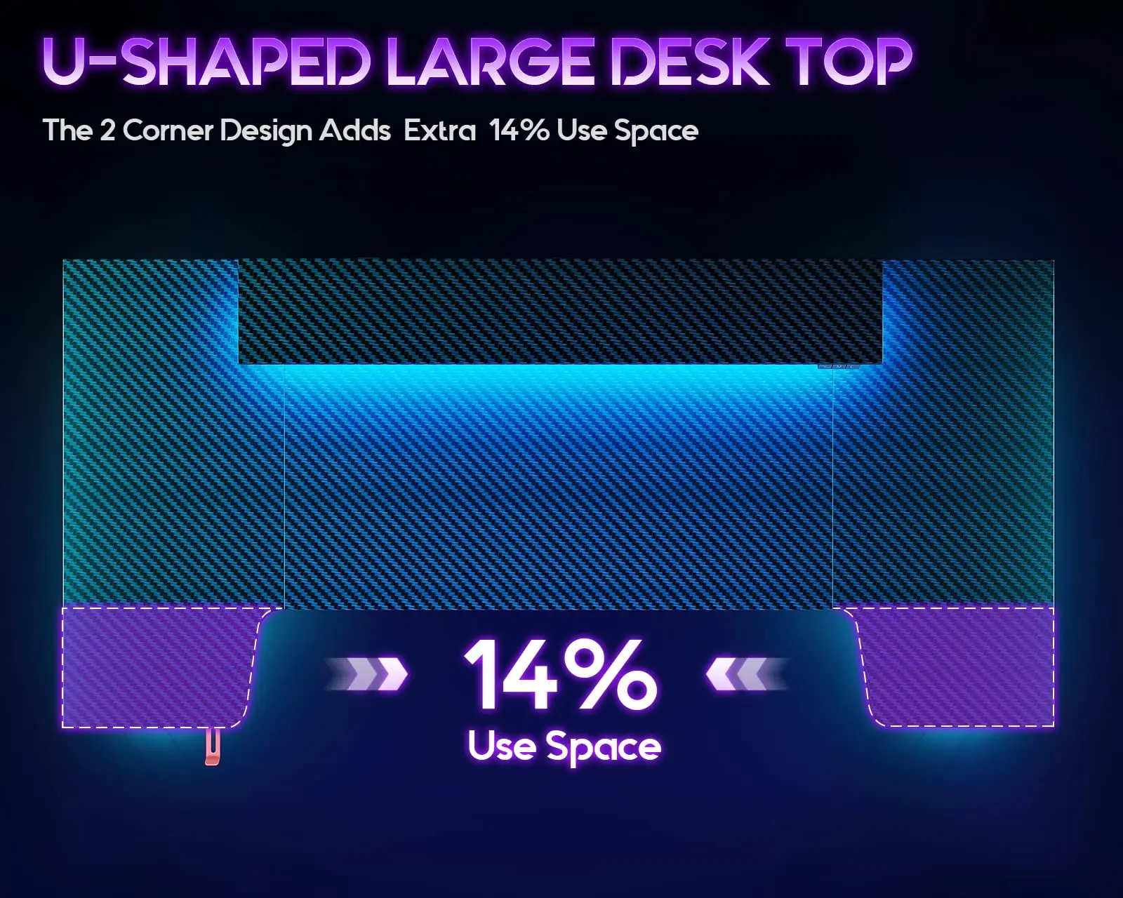 Modern U Shaped Computer Desk with Power Socket LED Light Home Office ...