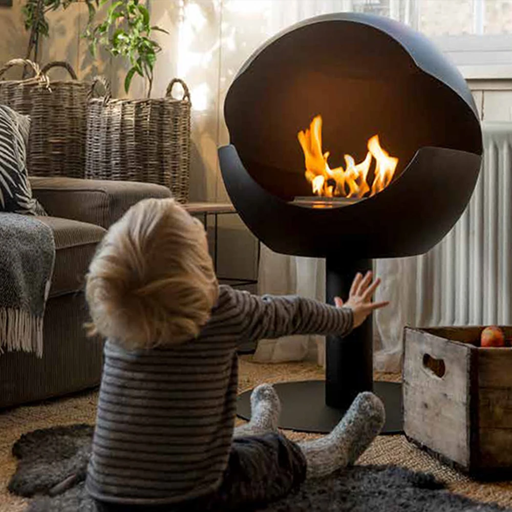 Hotel Lobby Private Clubhouse Globe Ball Smokeless Fire Pit Indoor ...