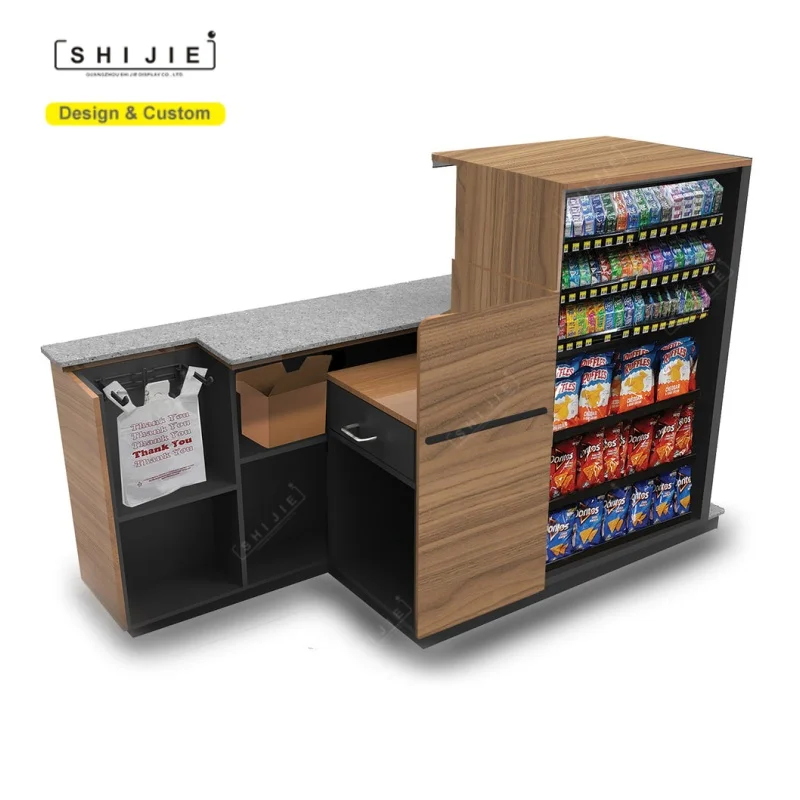 Convenience Store Cashier Desk Supermarket Reception Wooden 3-sided ...