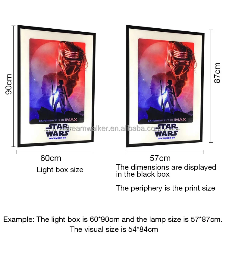 Customized Cinema Advertising LED Lighted Poster Frame 40x27