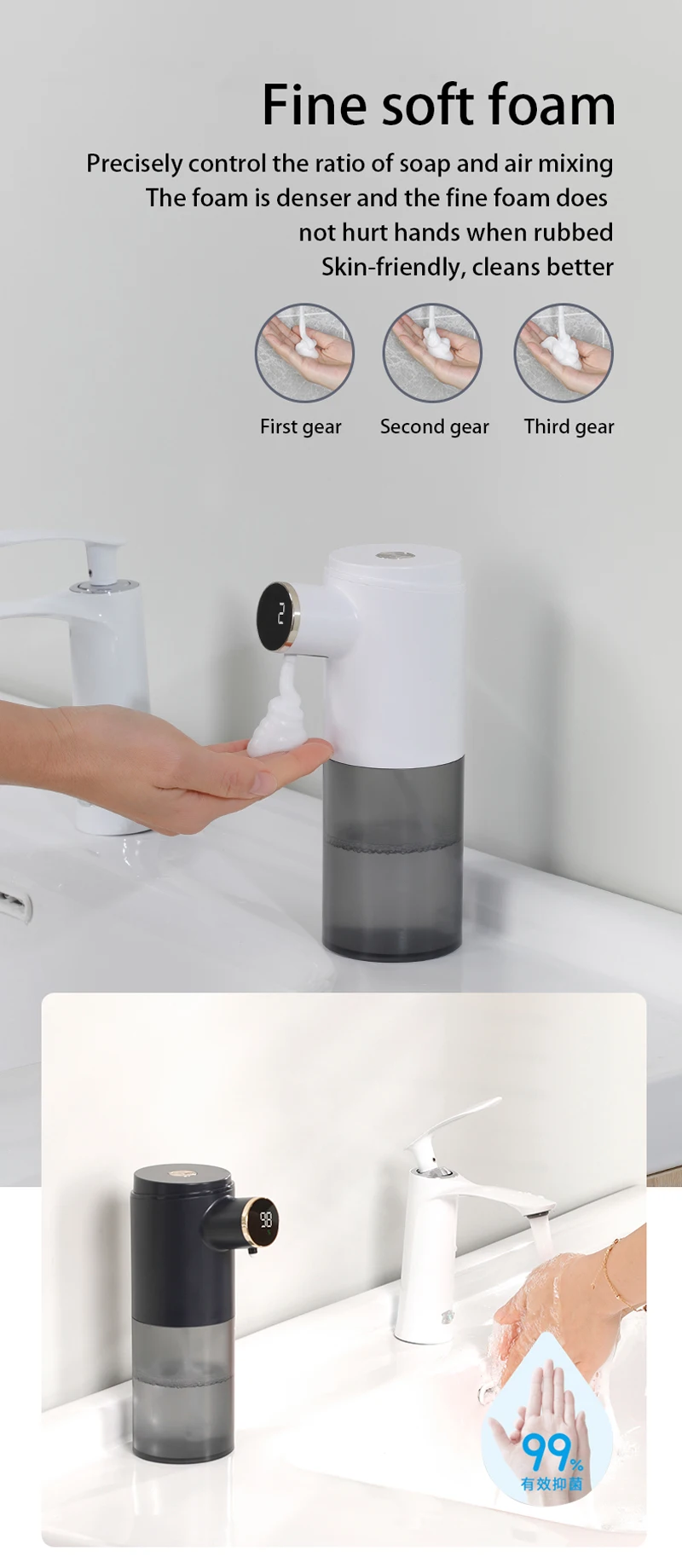 High Quality 300ml Led Power Temperature Display Electric Hand Wash ...