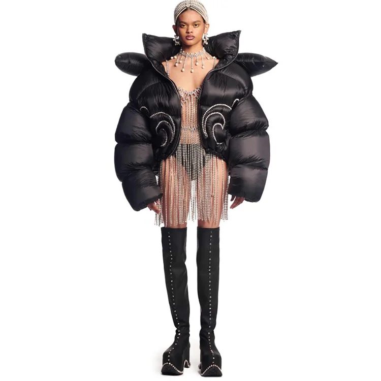 High Quality Exaggerated Custom Quilted Removable Hood Plus Size OEM ...