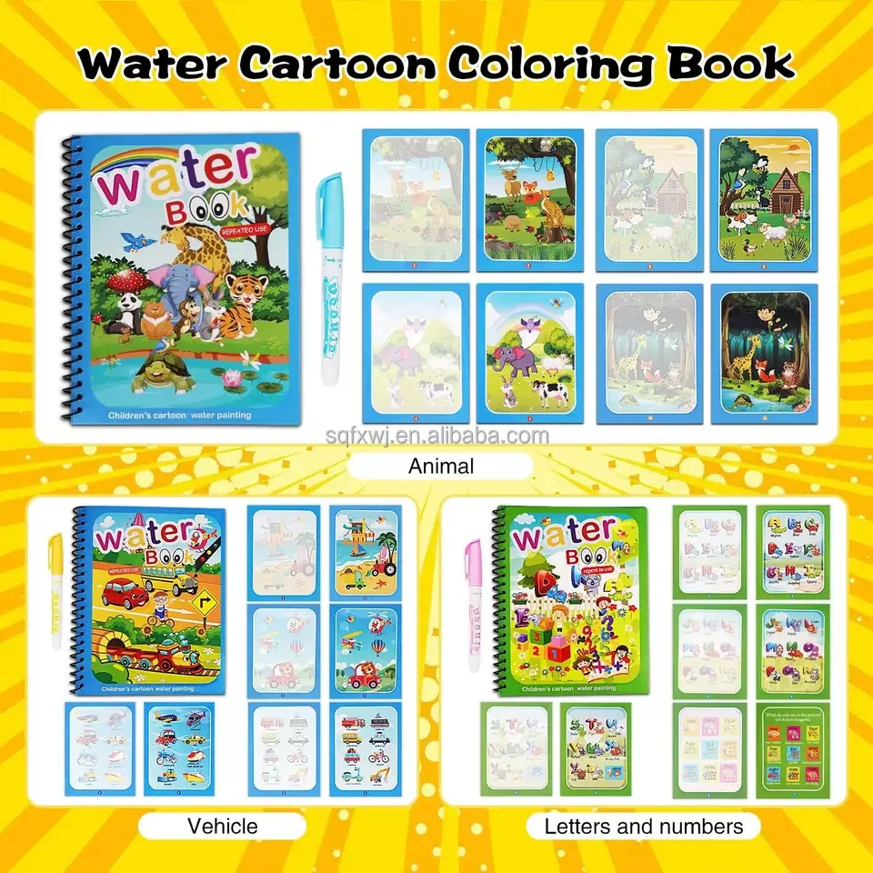 Magic Water Drawing Book Water Painting & Coloring Water Drawing Book ...